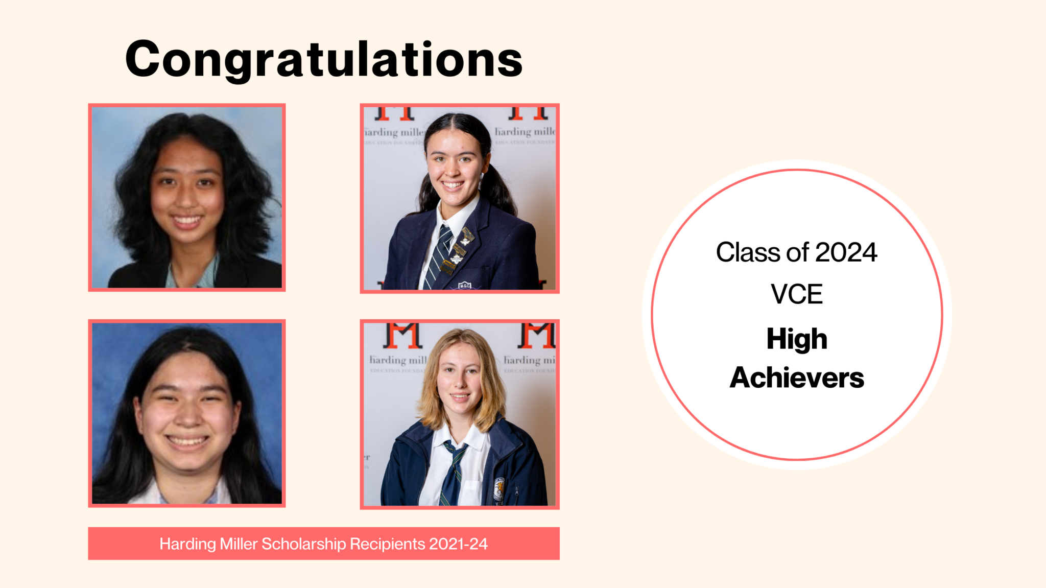 Class of 2024 High Achieving Scholars - Harding Miller Education Foundation